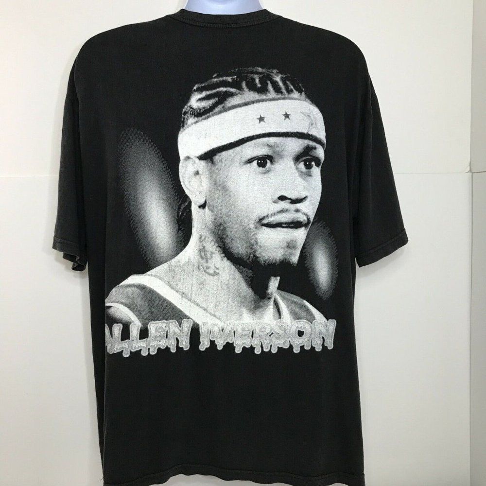 Allen Iverson Grail Rare Vintage Big Face Rap Tee Dou… - Gem